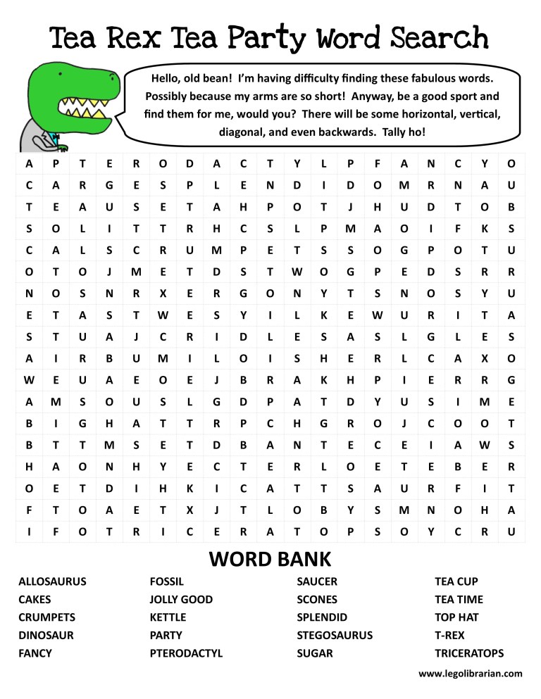 Kids Programming–T-Rex Tea Party – The Lego Librarian