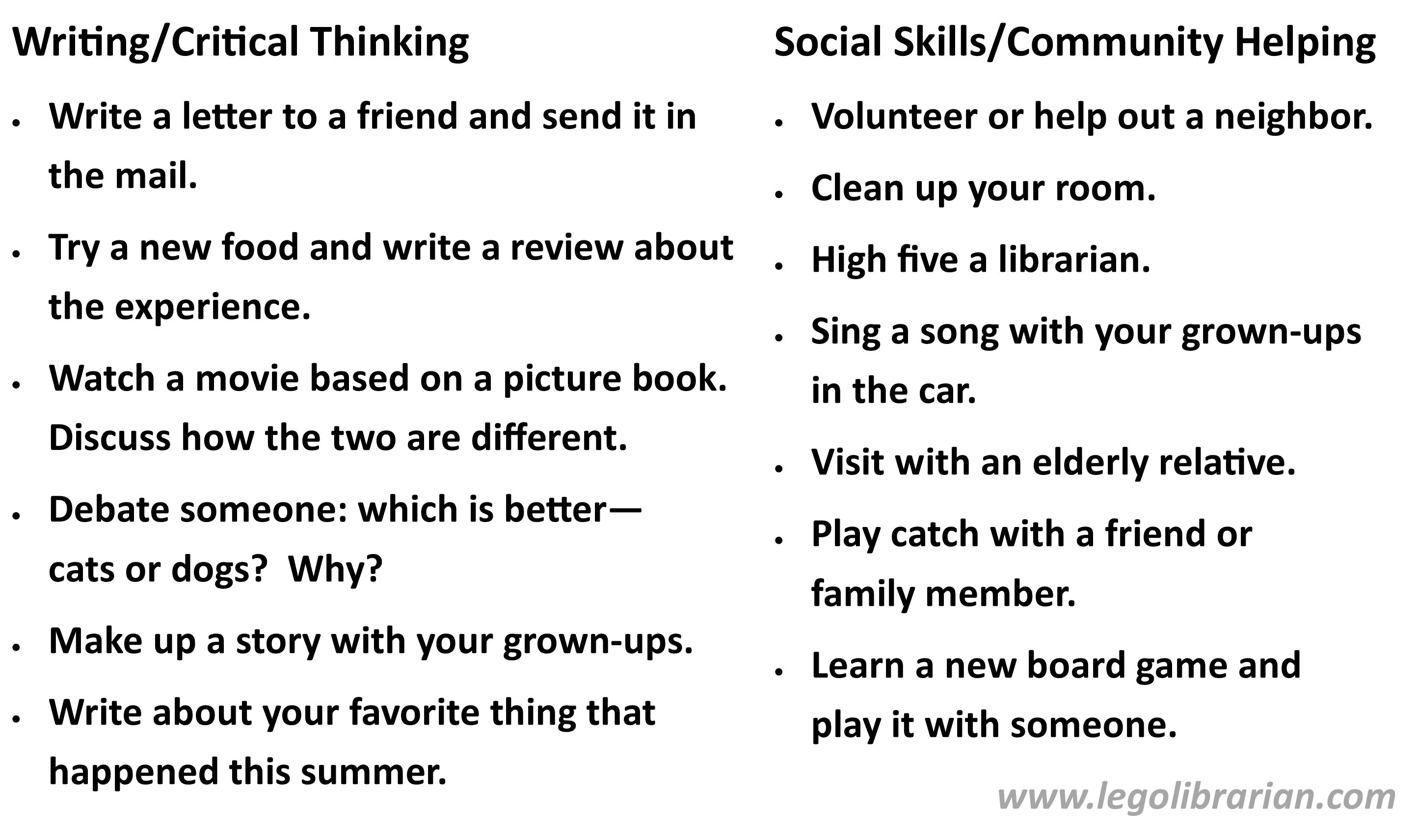 5O+ Learning Activities for Your Summer Learning Program – The Lego ...